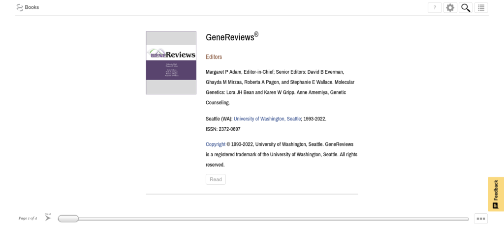 Gene Reviews – Neuropediatoolkit